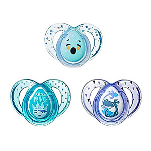 Tommee Tippee Day And Night Pacifiers, Symmetrical Design, BPA-Free Silicone Binkies, 6-18m, 3-Count, Colors And Designs May Vary