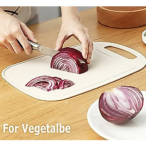 3 Pack Mini Kitchen Cutting Board Set Small Fruit Cutting Board Wheat Straw Plastic Cutting Boards Mats Dishwasher Safe, Juice Grooves, Thicker Boards Easy Grip Handle, Non Porous(13 Inch x 8.5 Inch)