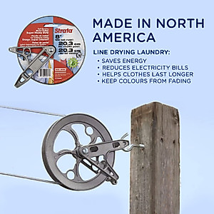 Strata Ball Bearing Style Clothesline Pulley - 8'' Heavy Duty Metal, Rustproof Silver for Outdoor Laundry Drying, Clothes Line Pulley for Clothes, Coats, Blankets, and More