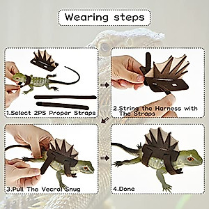 Vehomy Bearded Dragon Dinosaur Outfit Lizard Reptile Dinosaur Costume Handmade Felt Bearded Dragon Harness Bearded Dragon Lizard Accessories for Chameleon Gecko Anole Iguana Amphibians L