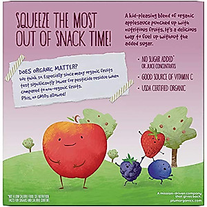 Plum Organics, Smoothie Mashups, Organic On-The-Go Squeeze Kids Snacks, Applesauce, Stawberry, Blackberry & Blueberry, 3.17 Ounce (Pack of 24) - Packaging May Vary