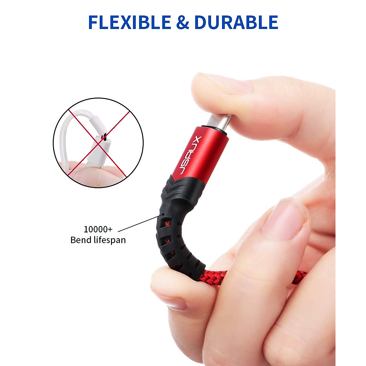 JSAUX USB C to USB Adapter, [0.5ft 2 Pack] Type C 3.0 OTG Cable On The Go Type C Male to USB A Female Adapter Compatible with MacBook Pro 2018 2017,Samsung Galaxy S20 S20+ Ultra S8 S9 Note 10 -Red