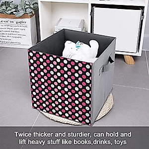 Pink Polka Dot Collapsible Storage Bins Basics Folding Fabric Storage Cubes Organizer Boxes with Handles
