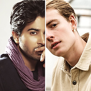 Earrings for Men Women, Funtopia 11 Pairs Stainless Steel 18K Gold Plated Small Hoop Earrings, Cross Dangle Earring Set, Fashion Huggie Earring Piercing Jewelry for Party Birthday, Gold