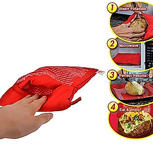 vipolish 4Pcs Microwave Potato Bag Reusable Microwave Cooker Bag Baked Potato Pouch Perfect Potatoes in Just 4 Minutes