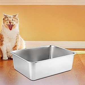 ＡＷＨＡＯ Stainless Steel Cat Rabbit Litter Box High Sides Multifunctional Rustproof Scratchproof Smooth Edge Kitten Toilet Top Open, 60x40x15cm