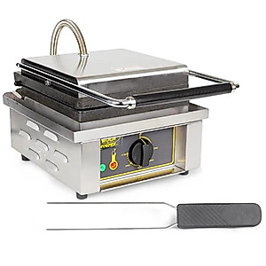 Equipex GES20/1 Single Cast Iron Plate Waffle Maker with Liege Pattern Plate, Stainless Steel, 208/240v, NSF