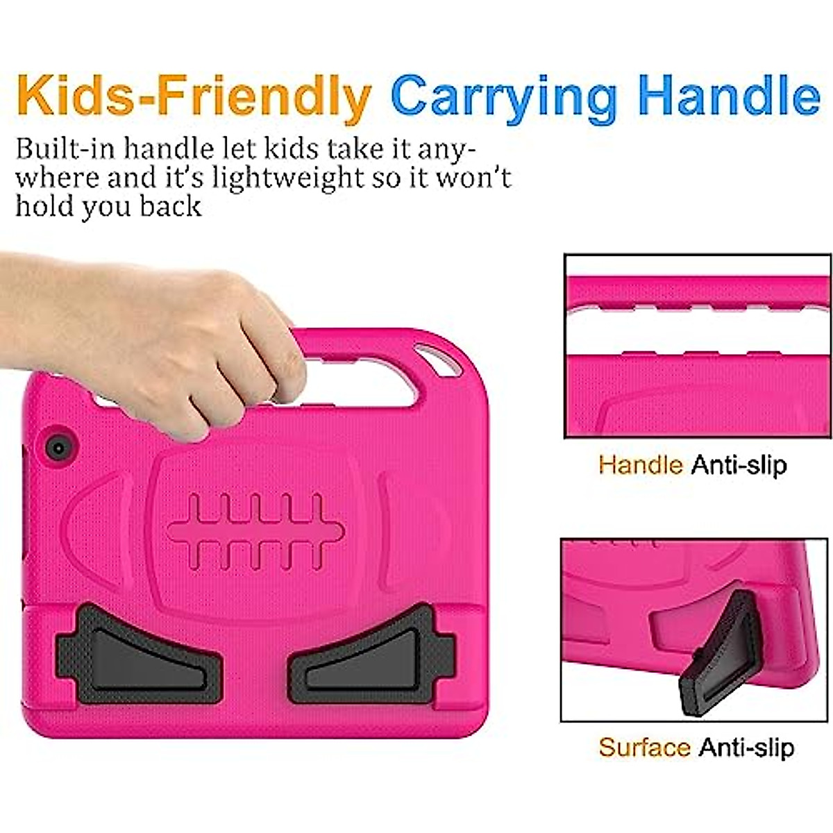 BMOUO 2021 All-New 10 Tablet 2021 Case - with Screen Protector, Shockproof Lightweight Kid-Proof Cover Handle Kids Case for All-New 10 inch Tablet(Only Fit 11th Generation, 2022 Release) - Rose