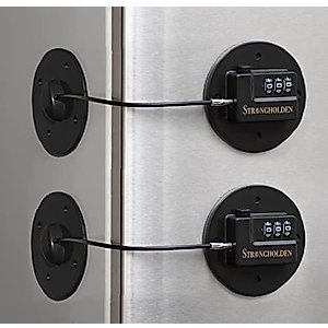 Refrigerator Lock Combination, Fridge Lock Combo - Take Care of Your Family with Strongholden - No Keys Needed - Just Stick It (Black & Round, 2pcs)