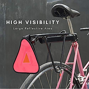 Vincita Reflective Yield Symbol with Hook and Loop Strap - High Visibility for Safety at Night - Safety Reflector for Bike Rack, Stroller, Backpack, Car Rack - Bicycle Reflective Accessories (Pink)