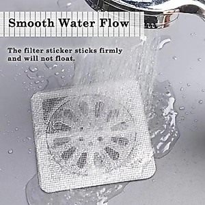 4" X 4"Disposable Floor Drain Sticker Shower Drain Hair Catcher Shower Drain Cover Hair Catcher Mesh Stickers for Bathroom Washbasin Bathtub Kitchen Sink for Human and Pet Hair (50pcs)