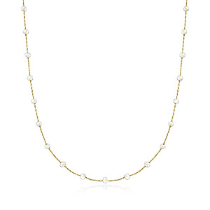 RS Pure by Ross-Simons 3-3.5mm Cultured Pearl Station Necklace in 14kt Yellow Gold. 16 inches