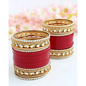 Red Designer Chooda Bangles Bridal/Chooda Bridal Punjabi Chura Women Jewellery Dulhan Choora Set/Bangle Set Chuda Indian Wedding Chura Wear Fashion Jewelry for Women (Red, 2.6)