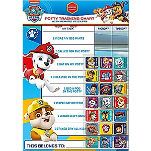 Paper Projects 01.70.30.025 Paw Patrol Potty and Toilet Training Reward Chart and Stickers, for ages 3+, 29.7cm x 42cm