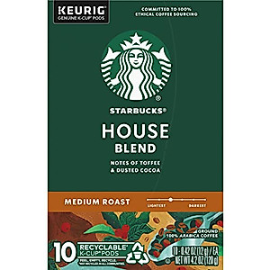Starbucks Coffee Company Starbucks House Blend Coffee K-Cup Pods, Medium Roast Ground Coffee K-Cups for Keurig Brewing System, 100% Arabica Coffee, 10 CT K-Cups/Box (Pack of 2 Boxes)