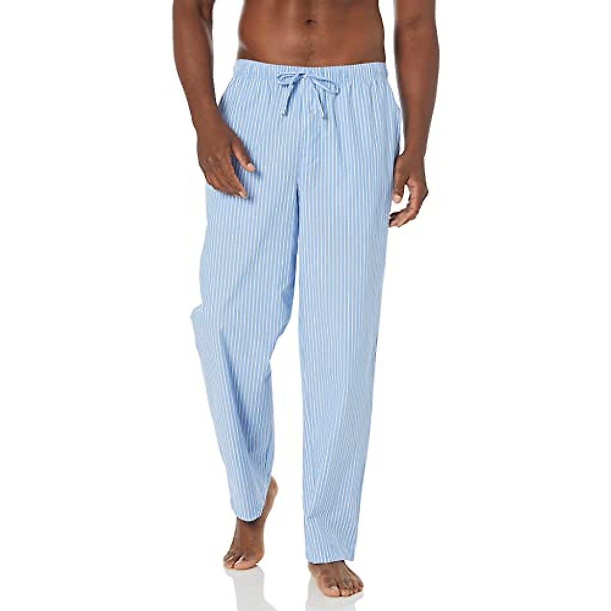 Amazon Essentials Men's Straight-Fit Woven Pajama Pant, Light Blue Stripe, X-Large