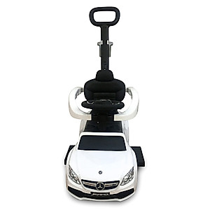 Best Ride On Cars Mercedes C63 (Officially Licensed), 3 in 1 Push Car for Kids with Cup Holder, White, Large