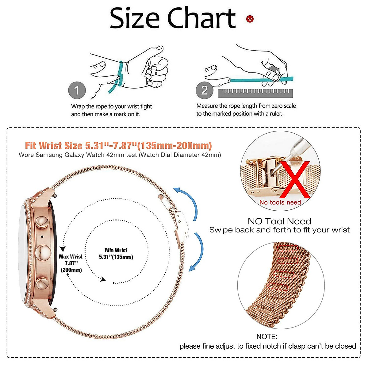 Abanen for Garmin Venu 2 Plus/Venu Sq 2 / Vivoactive 5 Watch Band, 20mm Quick Release Metal Mesh Stainless Steel Wristband Strap for Vivomove Sport/Trend (Rose Gold)