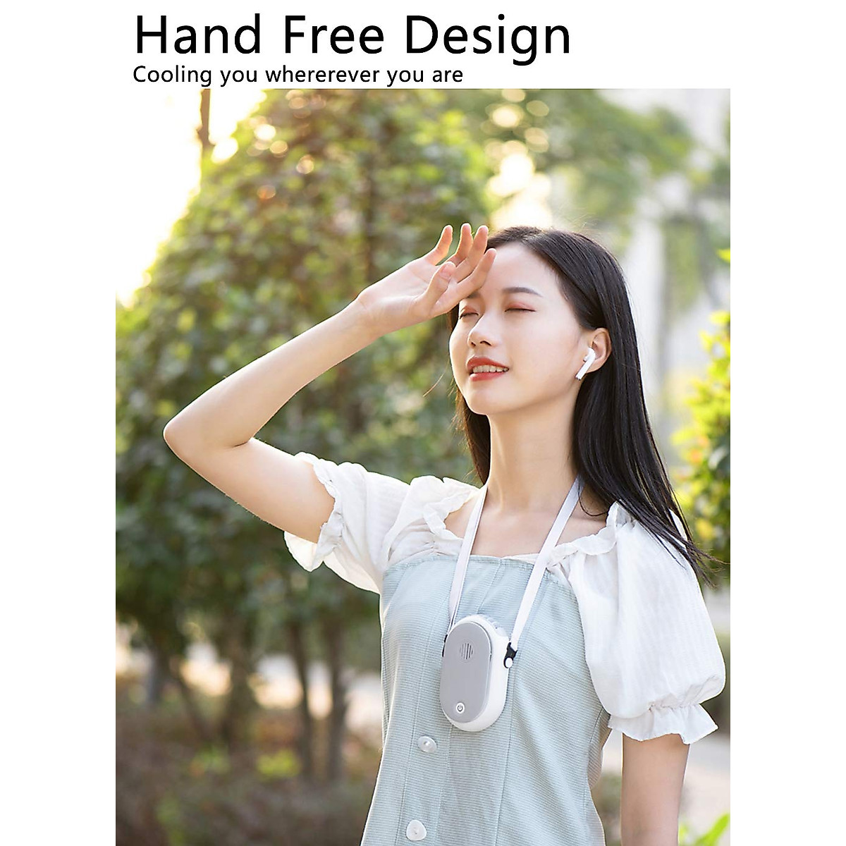 Portable Hanging Neck Fan Wearable Personal Fan Battery Operated USB Rechargeable 3 Speed Mini Handheld Air Conditioning Cooling Refrigeration Necklace Fan for Women Eyelash Camping Outdoor(White))