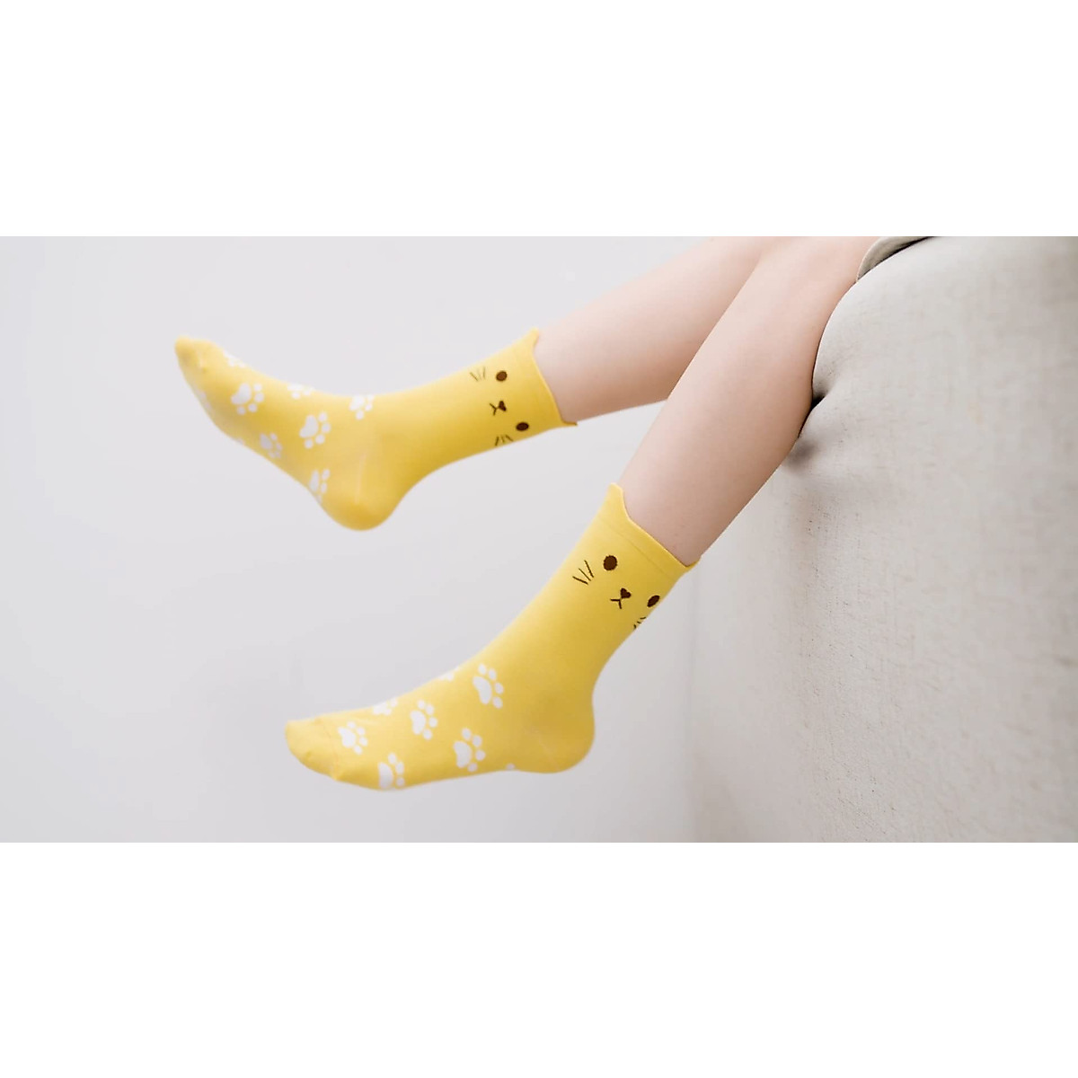 5 Pairs Women's Fun Socks Cute Cat Animals Funny Funky Novelty Cotton Gift (Cute Cat) Size: Free size 22.5-25.5cm Suitable for women US Size 5-8