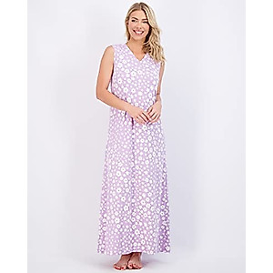 Real Essentials 3 Pack: Womens Sleeveless Tank V-Neck Adult Nightgown Long Soft Nightshirt Women Night Gowns Nightdress Sleep Lounge Dress Sleepwear Pajama PJs Bamboo Ladies PJ Chemise - Set 8, L