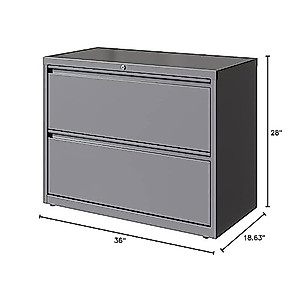 Hirsh 36in Wide HL10000 Series 2 Drawer Metal Lateral File Cabinet Arctic Silver