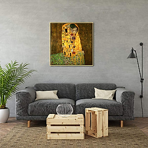 Wieco Art Framed Art the Kiss by Gustav Klimt Famous Oil Paintings Reproductions Modern Giclee Canvas Prints Canvas Wall Art with Golden Picture Frames for Wall Decor Home Decorations