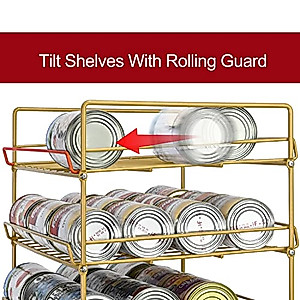 2 Pack- SUFAUY Can Rack Organizer, Stackable Can Storage Dispenser Holds up to 72 Cans for Kitchen Cabinet or Pantry, Gold