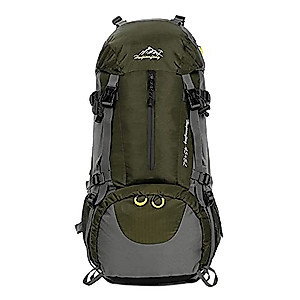 HUIOP Hiking Backpack, 50L Waterproof Outdoor Sport Hiking Trekking Camping Travel Backpack Pack Mountaineering Climbing Knapsack with Rain Cover