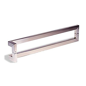 48 Inch Square Rectangle Flat Shape Stainless Steel Modern Contemporary Entry Door Handle Bar Pull Shower Glass Sliding Barn Door Entrance Interior Exterior Door Pull Push Brush Nickel Satin Finish