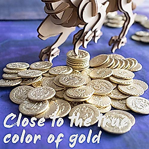 50 DND Coins Fantasy Coins & Leather Bag Metal Tokens Game Coins for Board Games Table RPG Board Game Accessories Golden Suit for Dungeons & Dragons Medieval Game Retro DND Props