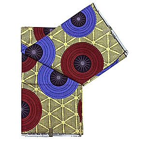 African Fabric by The Yard 6 Yards One Piece 100% Cotton African Print Fabric African Kente Soft Cloth (P027)