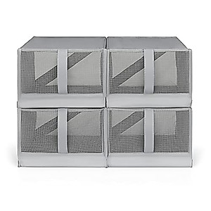 Whitmor Gray Mesh Shoe Boxes-Set of 4
