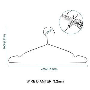 GOSKEY 50 Pack Stainless Steel Coat Hangers Metal Wire Hangers Heavy Duty Hangers, Space Saving Clothes Hangers 16.5in Ultra Thin Clothes Hangers