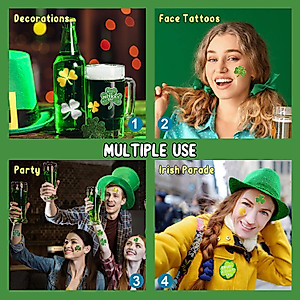 Partywind 64 PCS St Patrick's Day Temporary Tattoos, Metallic Glitter Shamrock Face Stickers for Saint Patrick's Day Decorations Party Favors, Irish Shamrock Decor for Women, Men, Kids (2 Sheets)
