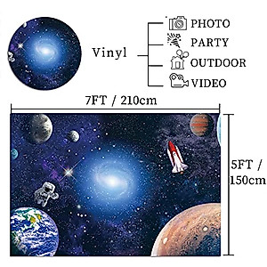 CGXINS Outer Space Backdrop for Baby Kids Astronaut Themed Birthday Party Decoration 7x5ft Universe Galaxy Stars Newborn Baby Shower Photo Background Photography