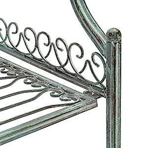 SAFAVIEH Outdoor Collection Amaris Victorian Antique Dark Green Wrought Iron 4-Tier Baker's Rack