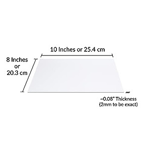 SimbaLux Acrylic Sheet Clear Cast Plexiglass 8” x 10” 0.08” Thick (2mm) Pack of 5 Transparent Plastic Plexi Glass Board with Protective Paper for Photo Frame Replacement, DIY Display Projects, Craft