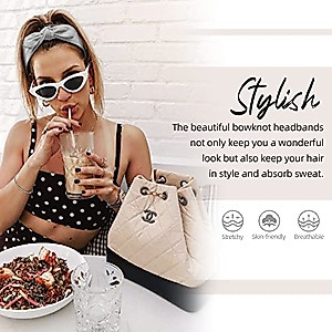 Huachi 12 Pack Bow Headbands for Women Headwraps Hair Band Knotted Headband Rabbit Ears Stretchy Turban Head Wraps Fashion Sport Cute Hair Accessories