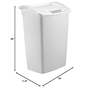 Rubbermaid FG280300BISQU Dual-Action Swing Lid Trash Can for Home, Kitchen, and Bathroom Garbage, 11.3 Gallon, Off-White Bisque, 45-quart, Tan