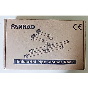 FANHAO Industrial Pipe Clothes Rack, Heavy Duty Rustic Detachable Wall Mounted Clothing Rack Black Iron Garment Bar, Multi-purpose Hanging Rod for Closet Storage, 2 Pack