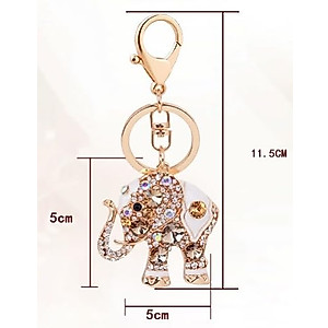 Reizteko Lucky Elephant Colorful Opal Rhinestone Plating Women Car/Bag Keychain Purse Charm - Pink