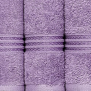 BNM Egyptian Cotton Medium Weight Towels, Assorted Towels For Home Bathroom, Bath Decor, Essentials, Includes 2 Bath, 2 Hand, 2 Face Towels/ Washcloths, Quick Dry, Absorbent, Set of 6, Royal Purple