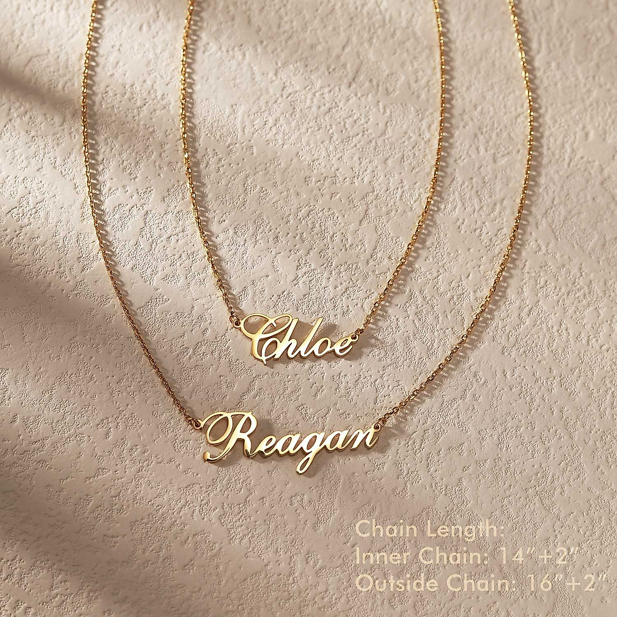 Custom Name Necklaces for Birthday Gifts-Personalized Necklace 18K Gold Name Plate Necklaces Christmas Jewelry Gift for Wife
