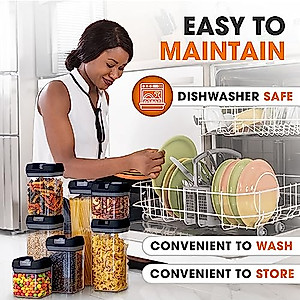 Cheer Collection Airtight Food Storage Containers, Kitchen Storage Containers for Pantry, Set of 7 Food Containers with Lids Airtight, Pantry Storage Containers & Organizers with Lids, Black