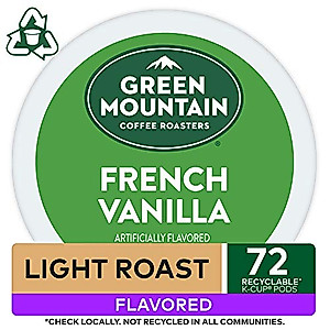 Green Mountain Coffee Roasters French Vanilla, Single-Serve Keurig K-Cup Pods, Flavored Light Roast Coffee, 72 Count