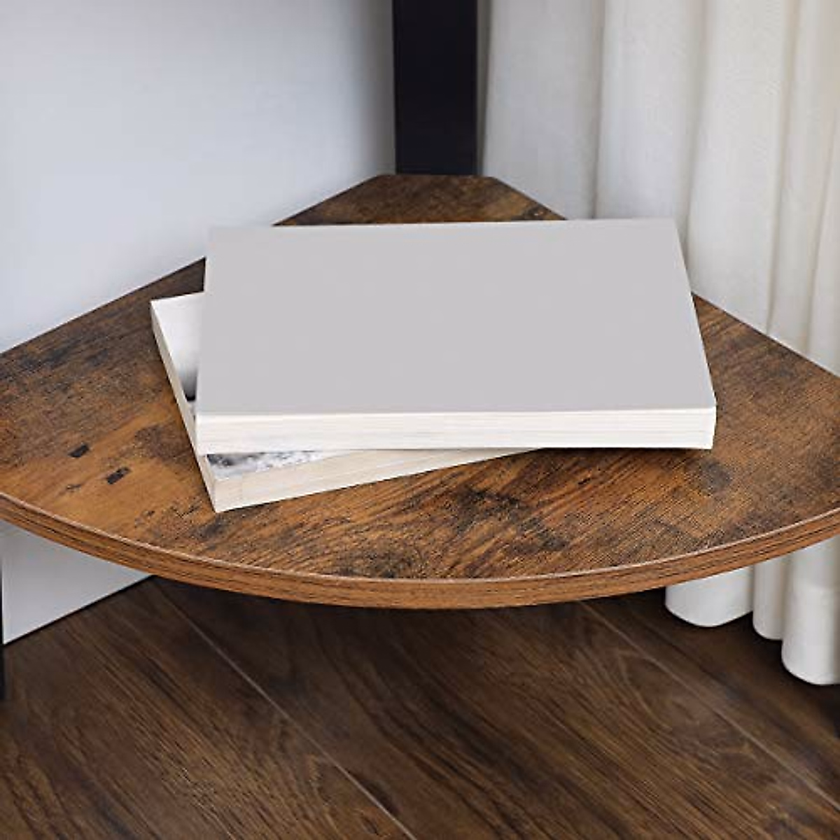 VASAGLE Corner Shelf Stand, 4-Tier Corner Bookshelf, Industrial Corner Ladder Shelf, Plant Stand Display Shelf for Living Room, Office, Kitchen, Rustic Brown and Black ULLS34X