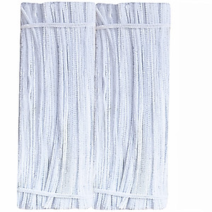 White Pipe Cleaners Crafts (100 Pack) Chenille Stems for DIY Art Decorations Creative (6 mm x 12 Inch)