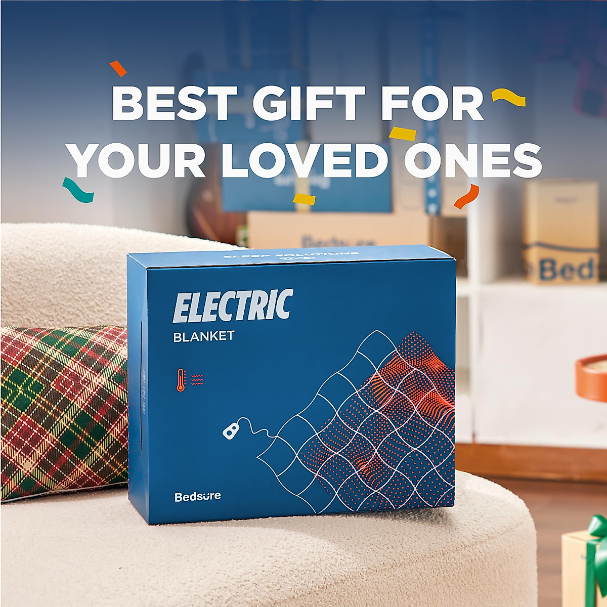 Bedsure Electric Blanket Heated Throw - Soft Ribbed Flannel Heated Blanket, Fast Heating Electric Throw with 6 Heating Levels & 4 Time Settings, 3 Hours Auto-Off (50x60 inches, Black)