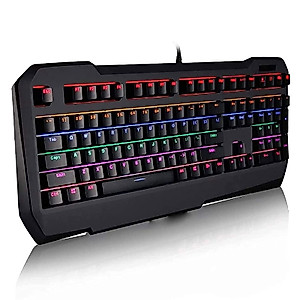 XYLXJ Mechanical Wired E-Sports Gaming Keyboard, RGB Mixed Backlit, Full-Size Without Conflict for Office Typing and Gaming